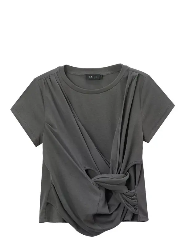 TOUT A COUP Knot-detail T-shirt - Grey