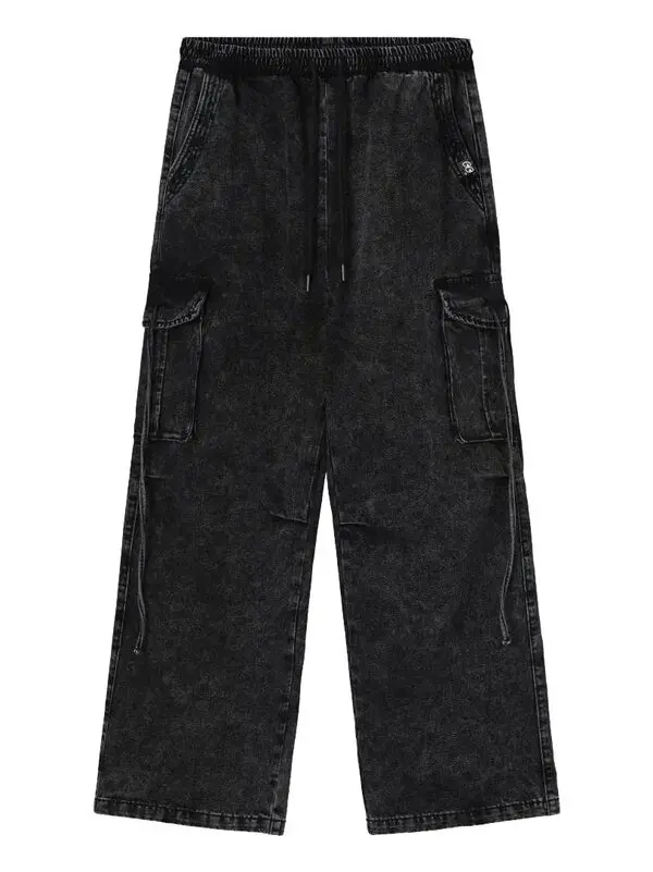 MINI CREAM Drawstring-waist Cargo Jeans - Black