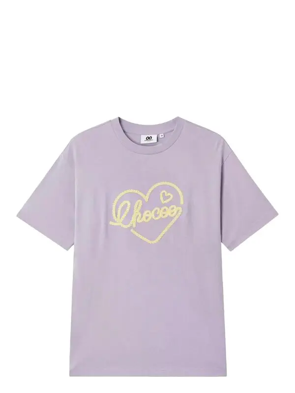 CHOCOOLATE Heart-embroidered T-shirt - Purple