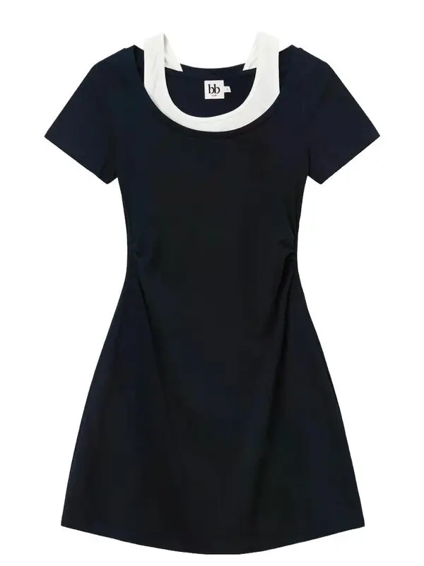 B+AB Round-neck Mini Dress - Blue