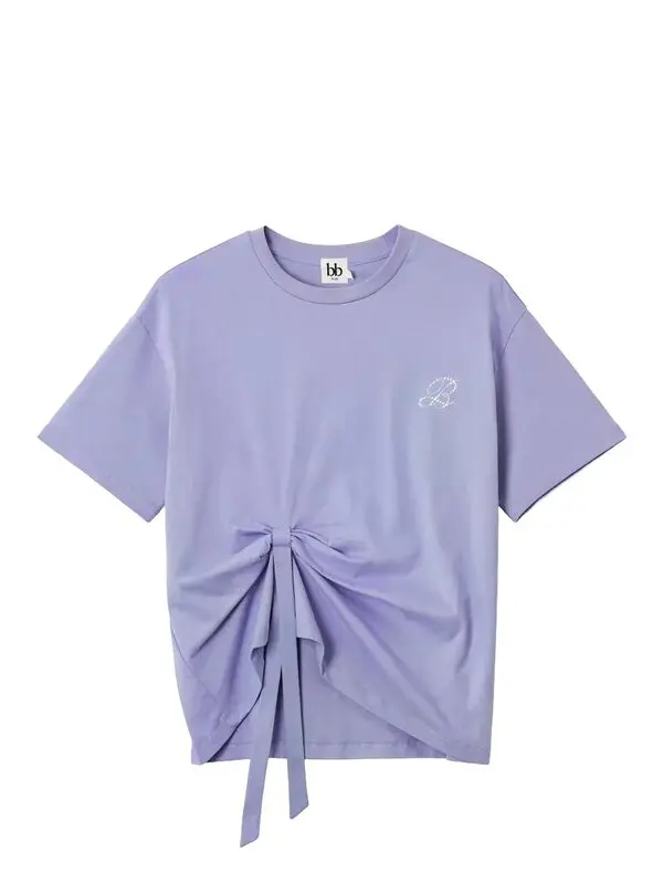 B+AB Tie-front T-shirt With Embroidery - Purple