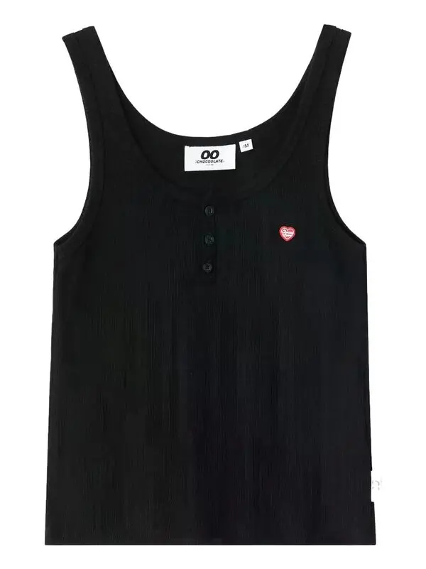 CHOCOOLATE Button Embellished Tank Top - Black