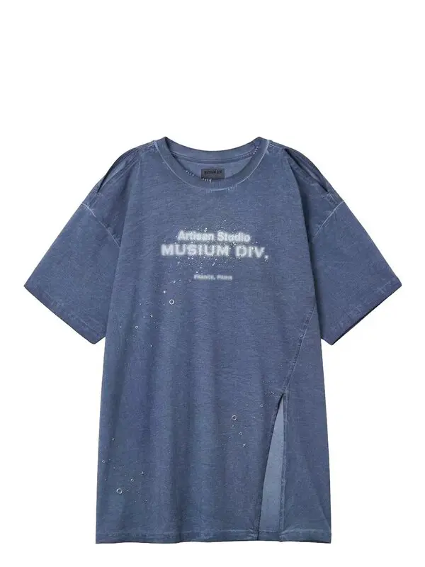 MUSIUM DIV. Cutout Side-slit T-shirt - Blue