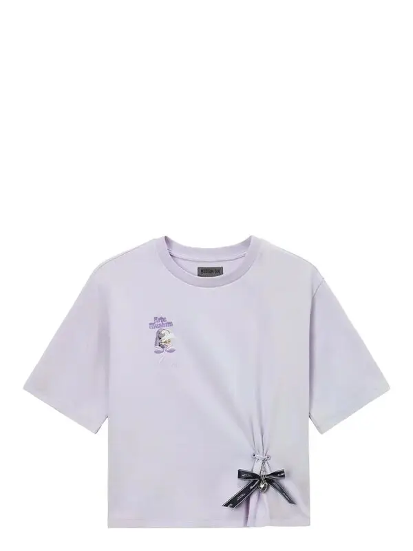 MUSIUM DIV. Logo-embroidered Bow-detail T-shirt - Purple