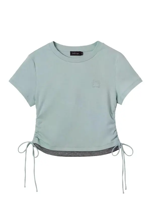 TOUT A COUP Drawstring-hem T-shirt - Blue