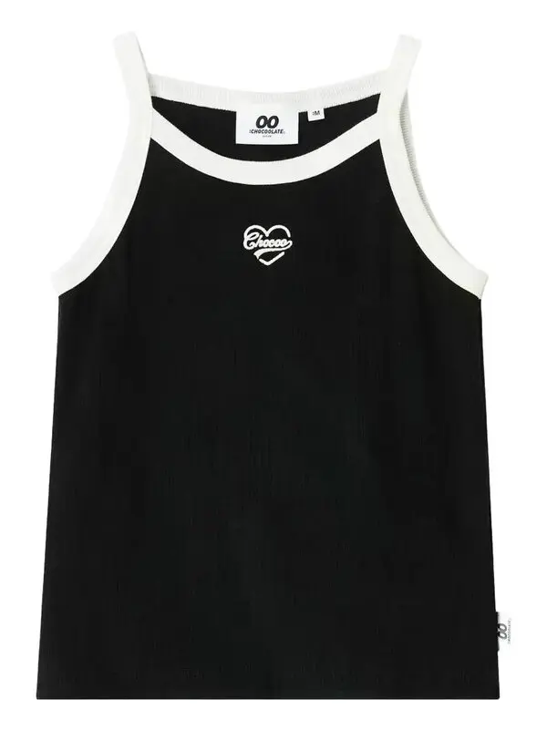 CHOCOOLATE Ribbed Trim Vest - Black