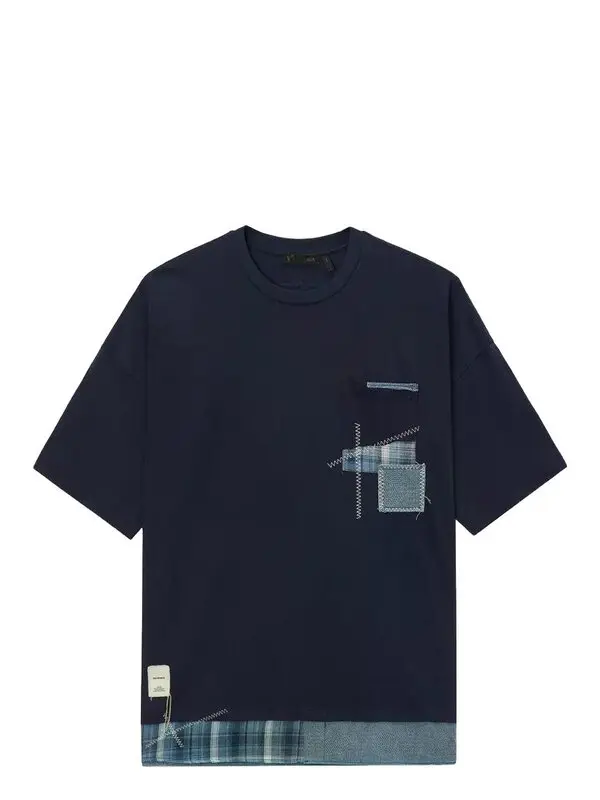 FIVE CM Patchwork Detail T-shirt - Blue