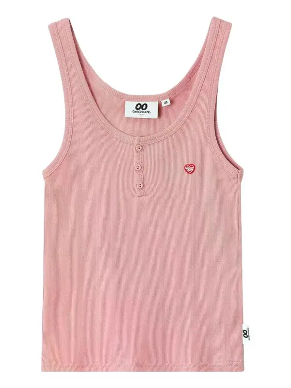 CHOCOOLATE Button Ribbed Tank Top - Pink