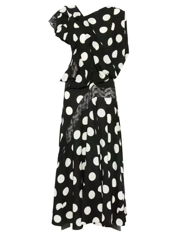 Junya Watanabe Polka-dot Laced Maxi Dress - Black
