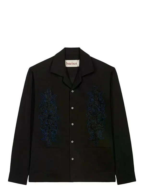 BAZISZT Duke Floral-embroidered Shirt - Black