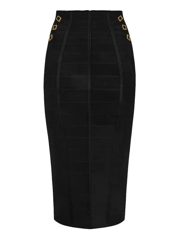 Elisabetta Franchi 3d Knit Ring-detail Midi Skirt - Black