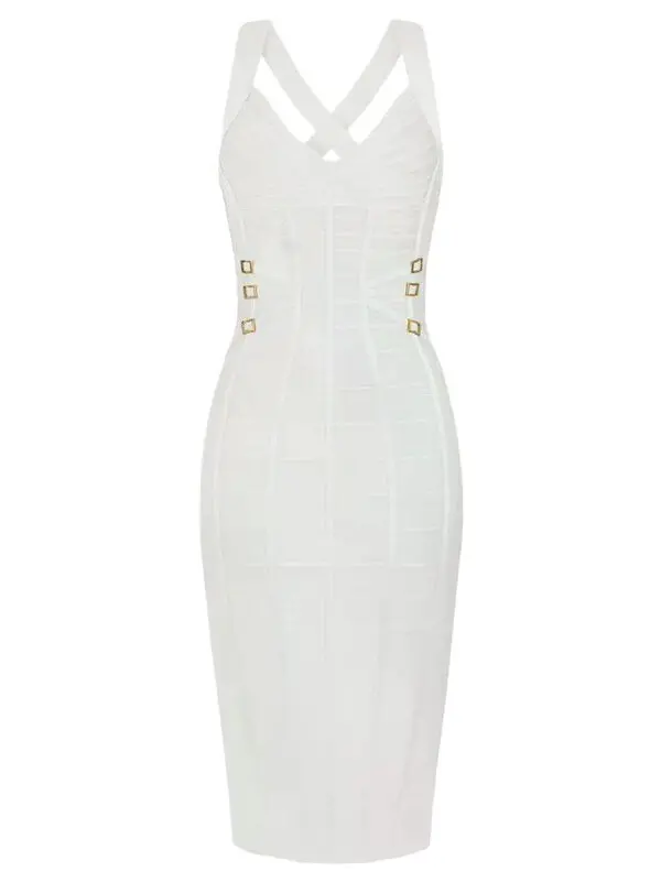 Elisabetta Franchi 3d Knit Pencil Midi Dress - White
