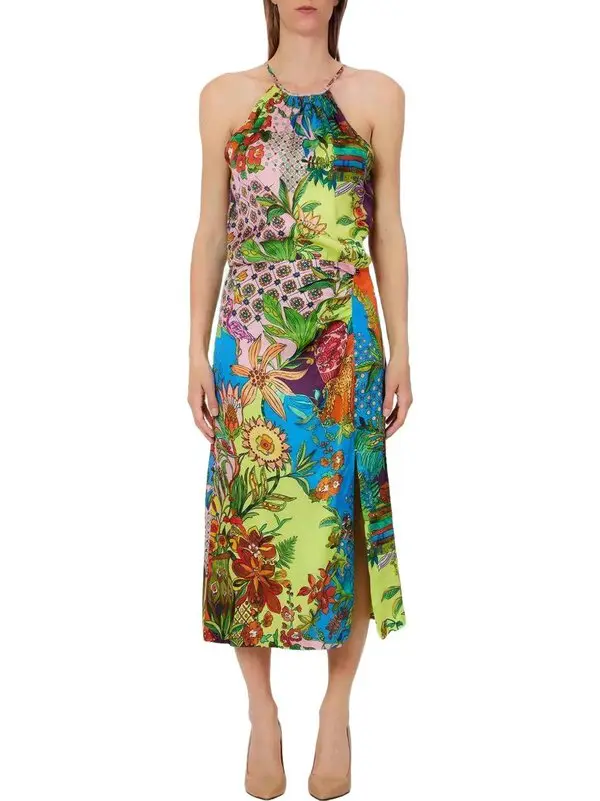 Liu Jo Halterneck Floral Print Dress - Green