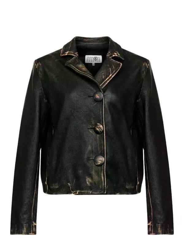 MAISON MARGIELA Buttoned Leather Jacket - Black