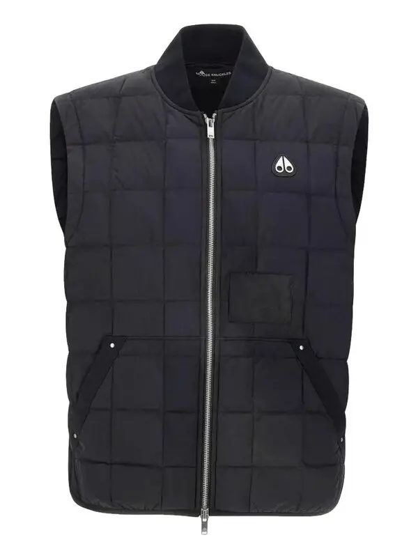 Moose Knuckles Quilted Vest With Logo Patch - Black