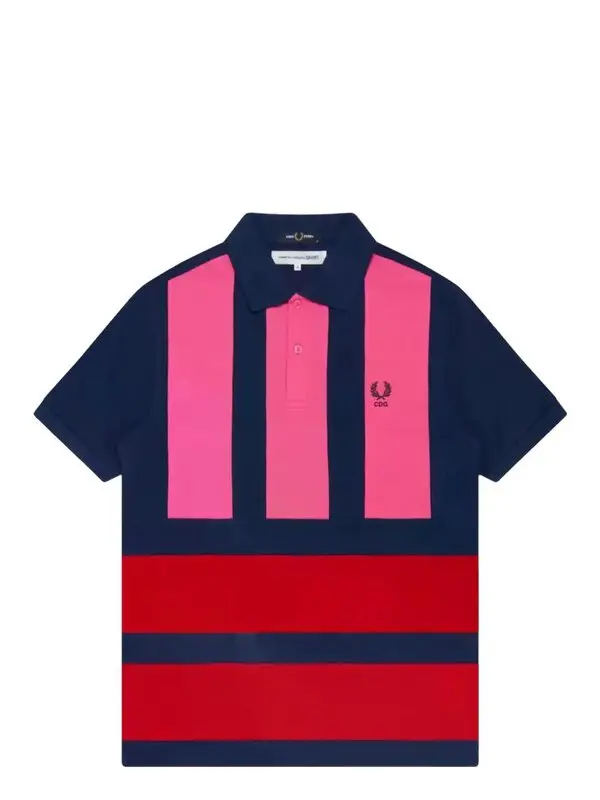 Comme Des Garçons X Ferd Perry Striped Short-sleeve Polo Shirt - Blue