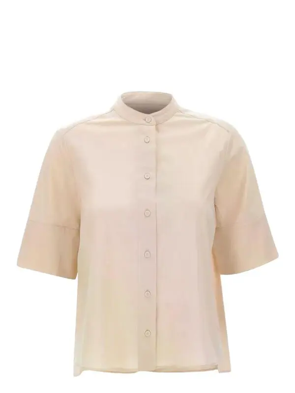 ELENA MIRO` Band Collar Buttoned Shirt - Neutrals