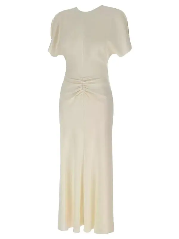 Victoria Beckham Bela Pleated V-back Dress - White