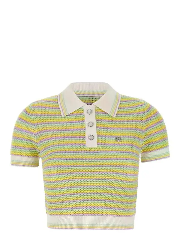Casablanca Bourgeois Striped Logo Polo Shirt - Yellow