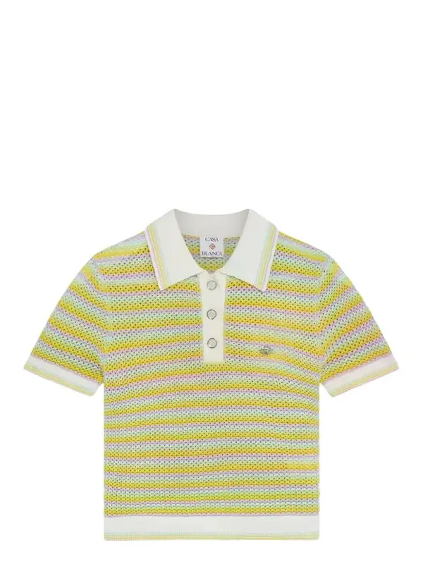 Casablanca Bourgeois Striped Logo Polo Shirt - Yellow