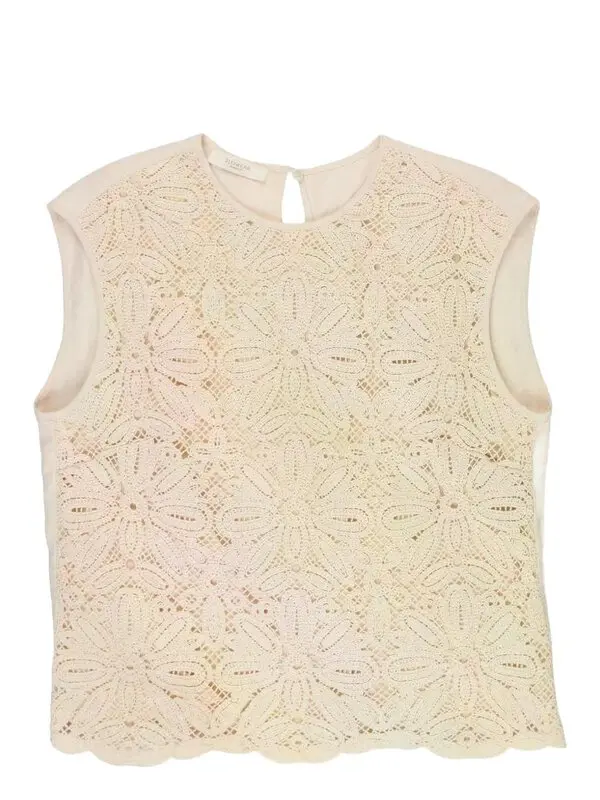 GLANSHIRT Macramé Lace Top - Neutrals