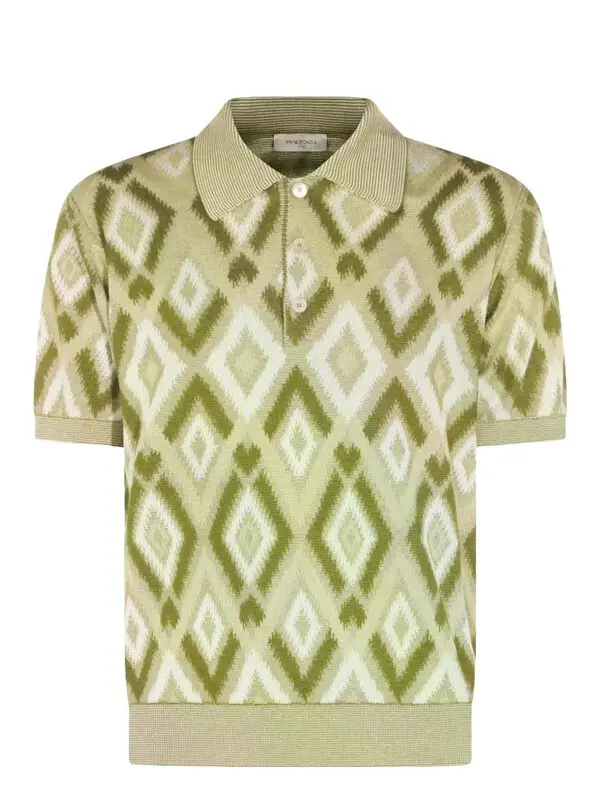 PIACENZA CASHMERE 1733 Diamond-pattern Polo Shirt - Green