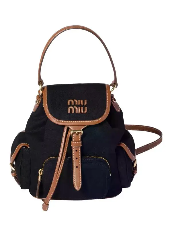 Miu Miu Canvas And Leather Backpack - Black