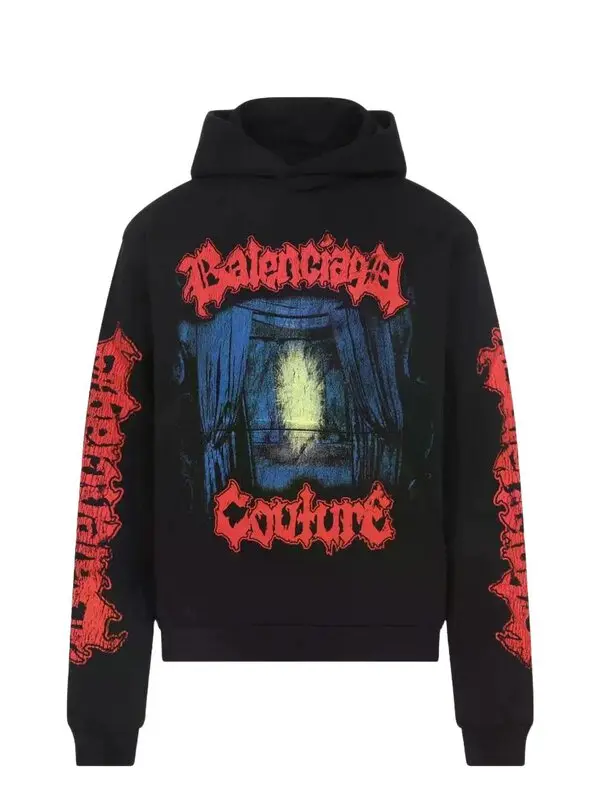 Balenciaga Graphic-print Hoodie - Black