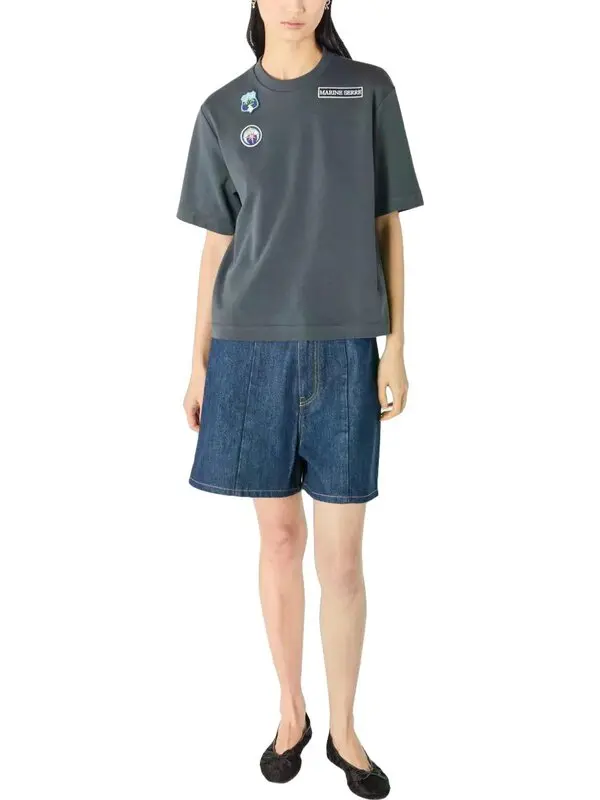 MARINE SERRE Scout Patches Crew-neck T-shirt - Blue