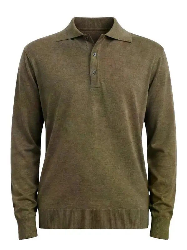 ANOTHER ASPECT Long-sleeve Polo Shirt - Green