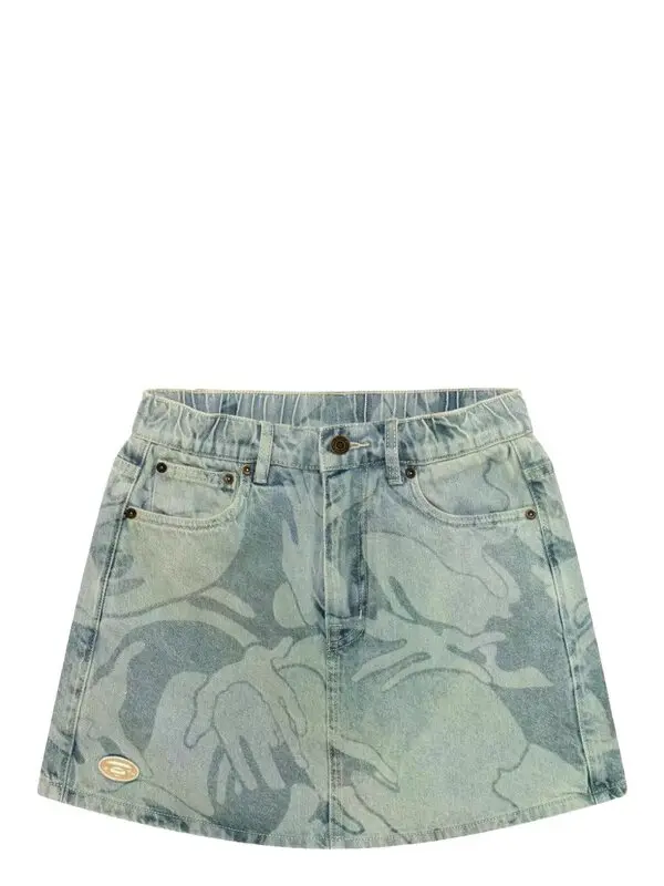 AAPE BY *A BATHING APE Embroidered Denim Shorts - Blue