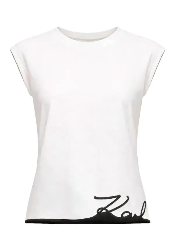 Karl Lagerfeld Signature-hem Cotton Tank Top - White