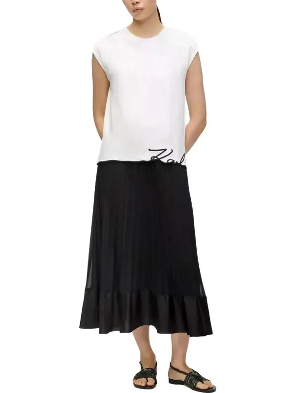 Karl Lagerfeld Signature-hem Cotton Tank Top - White