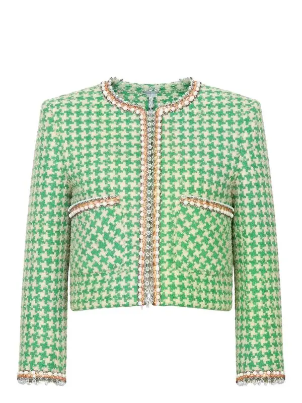 Valentino Garavani Houndstooth Cotton Jacket - Green