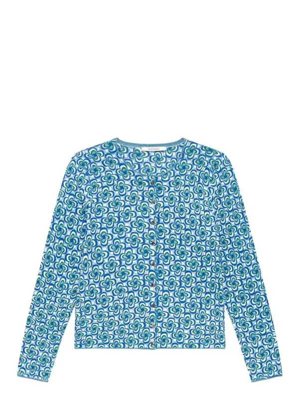 Malìparmi Printed Crew-neck Cardigan - Blue