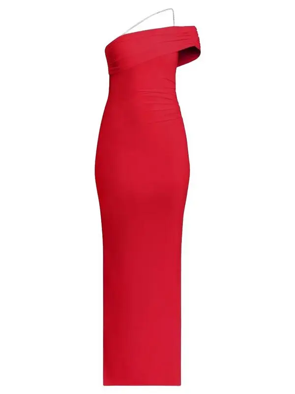 Herve Leger Olivia Asymmetric-neck Maxi Dress - Red