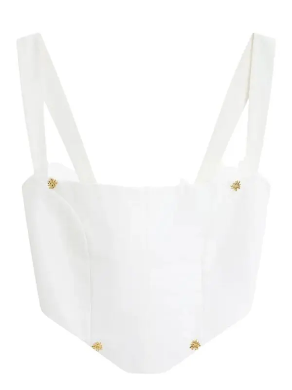 DONDE ESTEBAN Embellished Corset Top - White