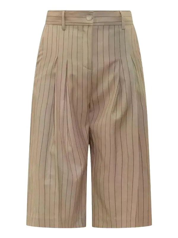 LE SULLY STUDIO Pinstriped Shorts - Neutrals