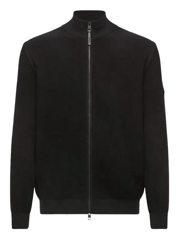 Moncler Zip-up Knit Sweater - Black