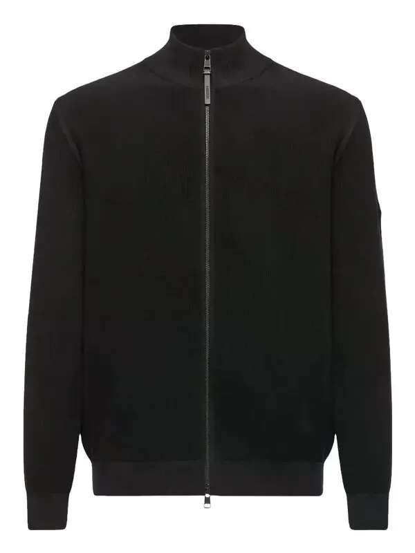 Moncler Zip-up Knitted Sweater - Black