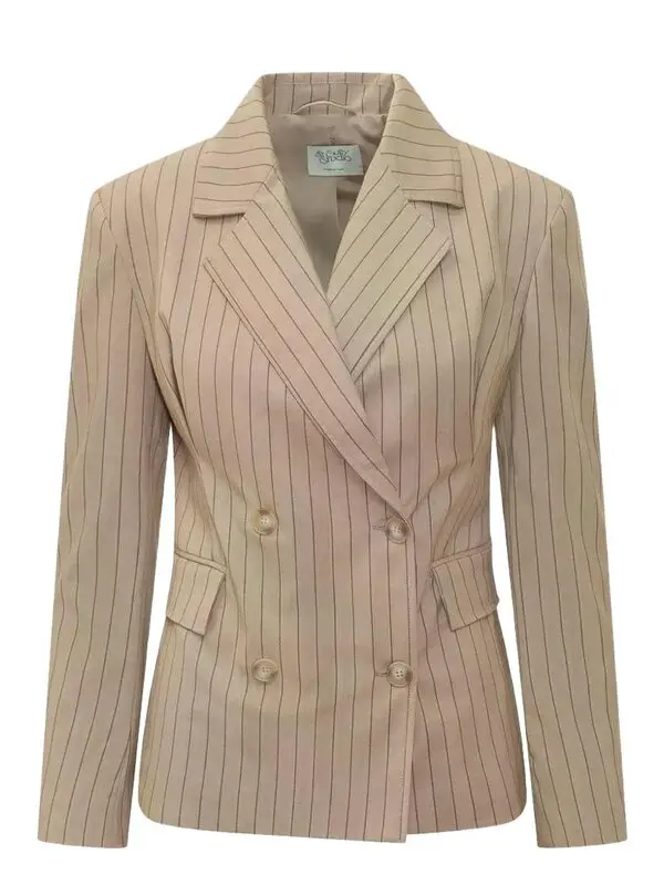 LE SULLY STUDIO Pinstripe Double-breasted Jacket - Neutrals