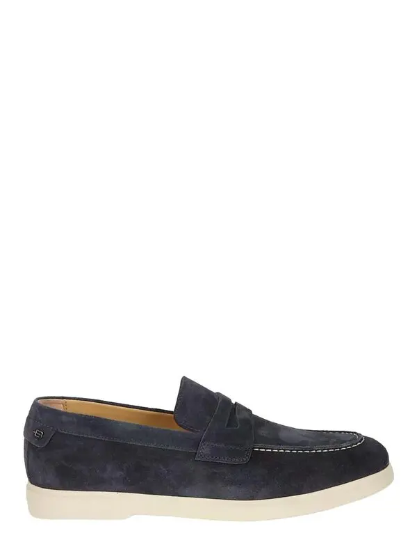 BALDININI Suede Penny Loafers With Contrast Trim - Blue