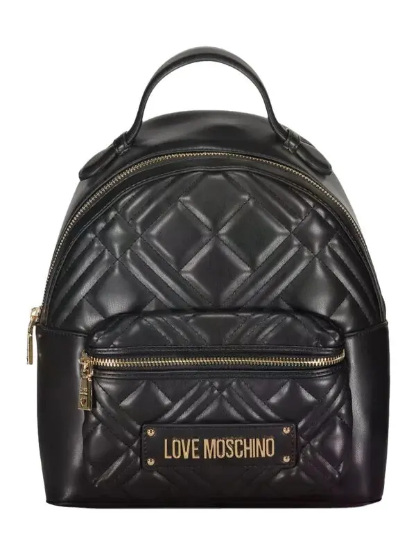 Moschino Logo-plaque Quilted Backpack - Black