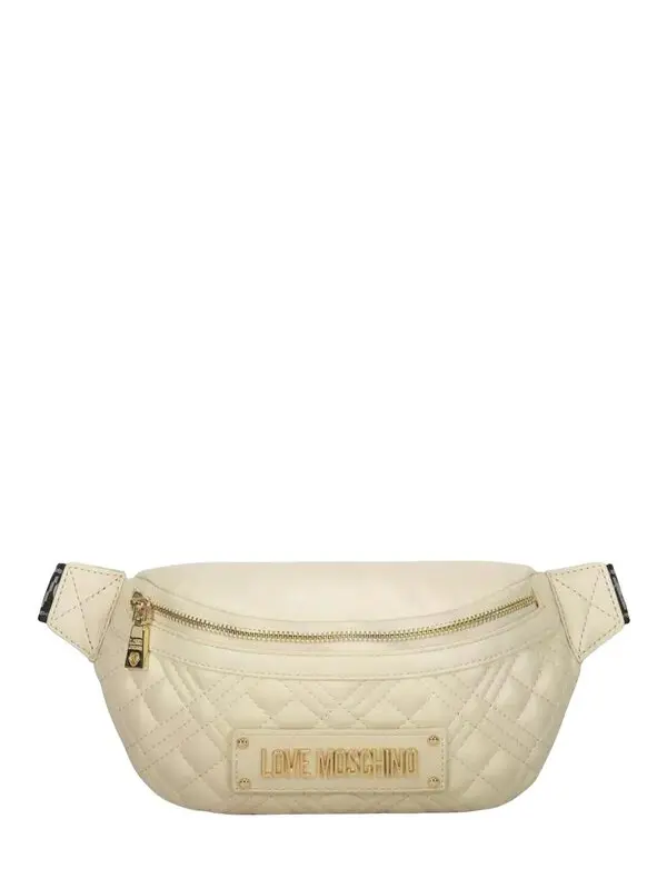 Moschino Logo-plaque Quilted Belt Bag - Neutrals