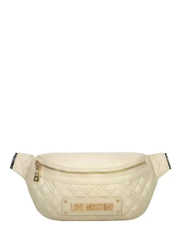 Moschino Logo-plaque Quilted Belt Bag - Neutrals