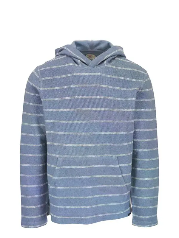Faherty Brand Striped Hooded Pullover - Blue