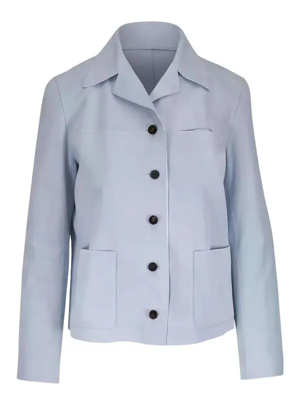 Lafayette 148 New York Button Suede Jacket - Blue