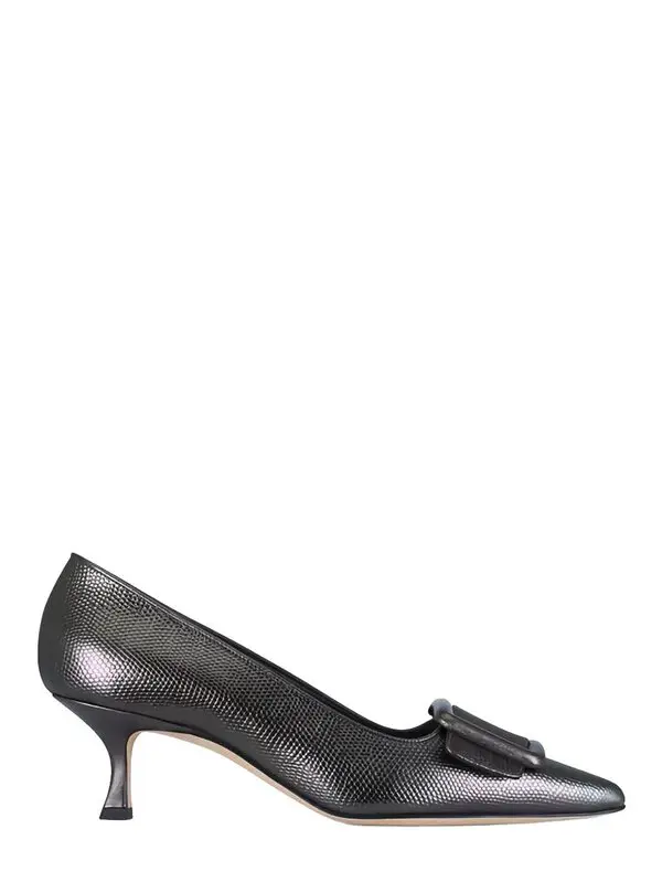 Manolo Blahnik Maysale Square-buckle Pumps - Grey