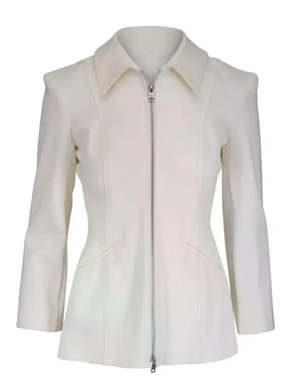 Veronica Beard Willis Fitted Zip Jacket - Neutrals