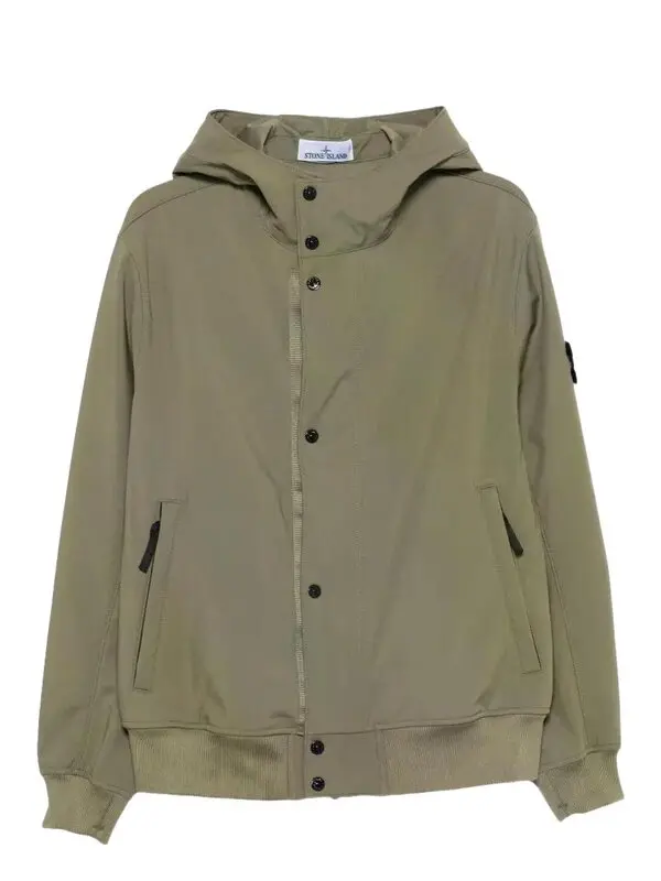 Stone Island Light Soft Shell-r E.dye Hooded Jacket - Green